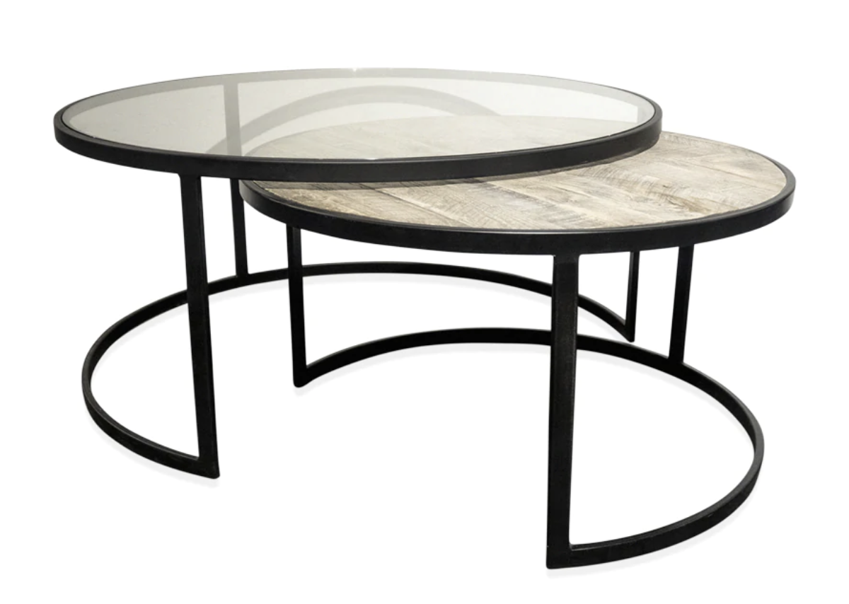 Round glass nesting coffee tables PR LIVING @ LIVING-shop.eu store